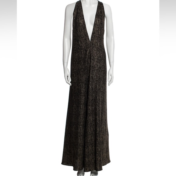 Reformation | Dresses | Reformation Black And Gold Evening Gown Deep ...